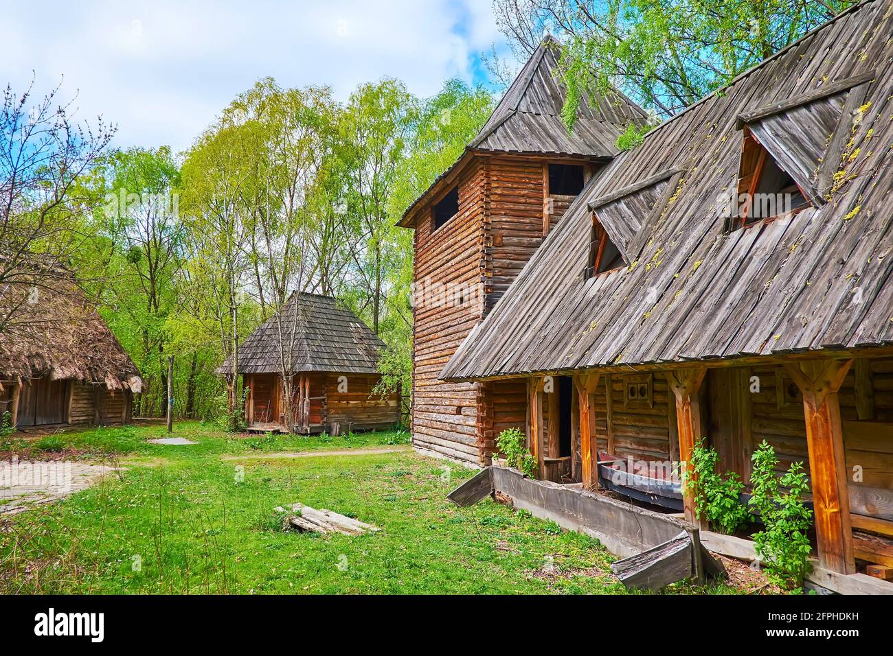 The timber barns and utility buildings on grounds of historic Sotnyk ...