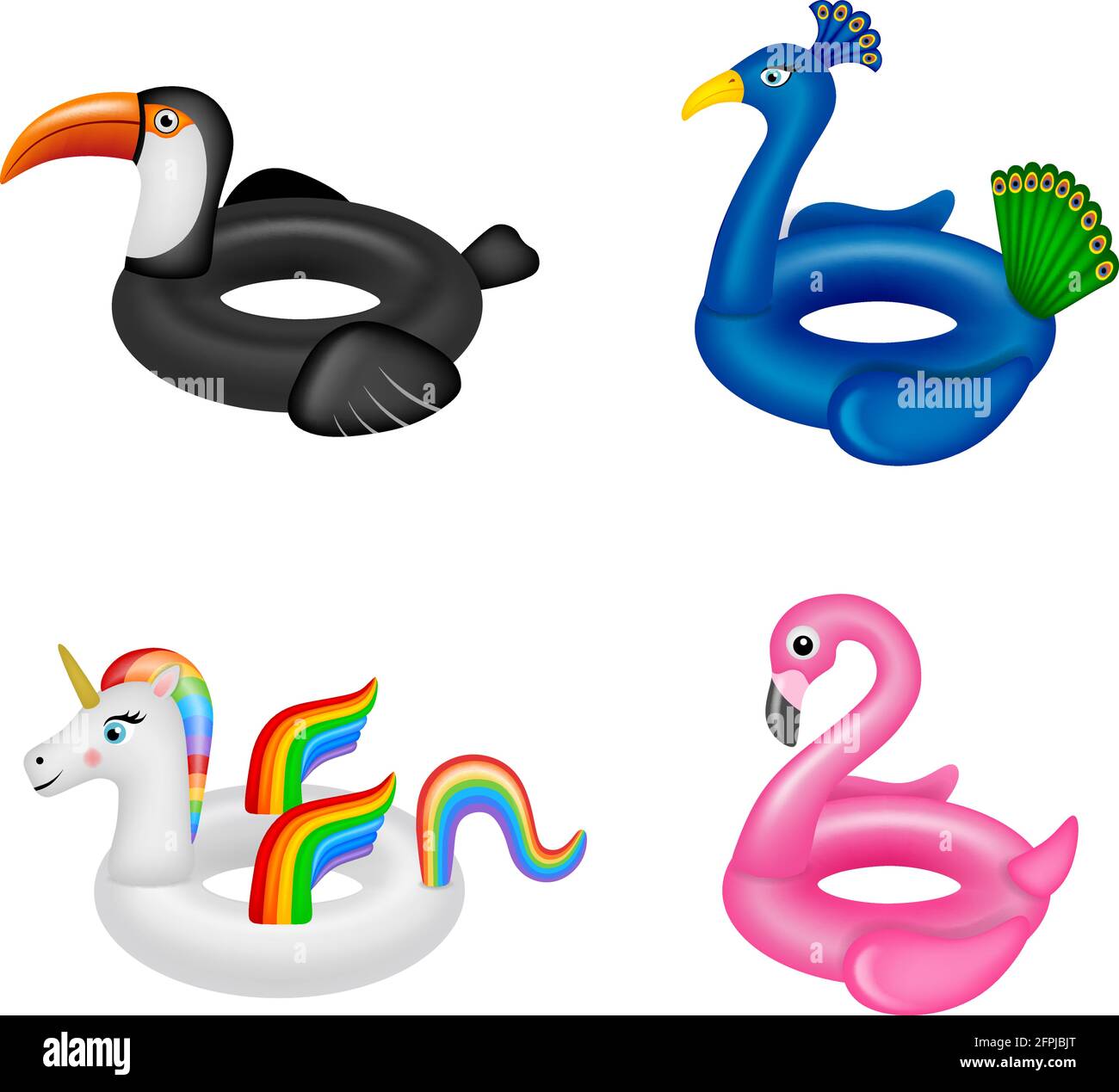 Set of summer inflatable toys. isolated swimming rings in the shape of ...