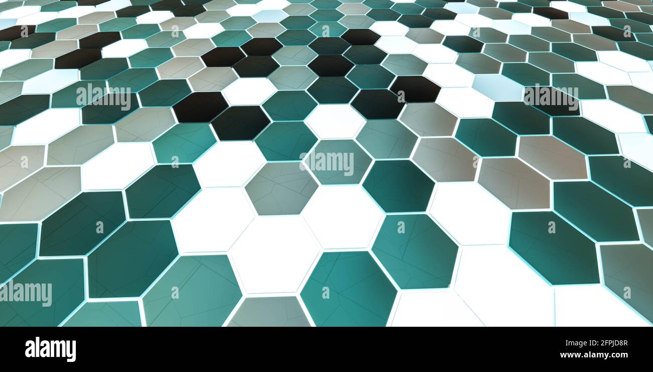 abstract futuristic hexagonal tiles pattern 3d render illustration ...