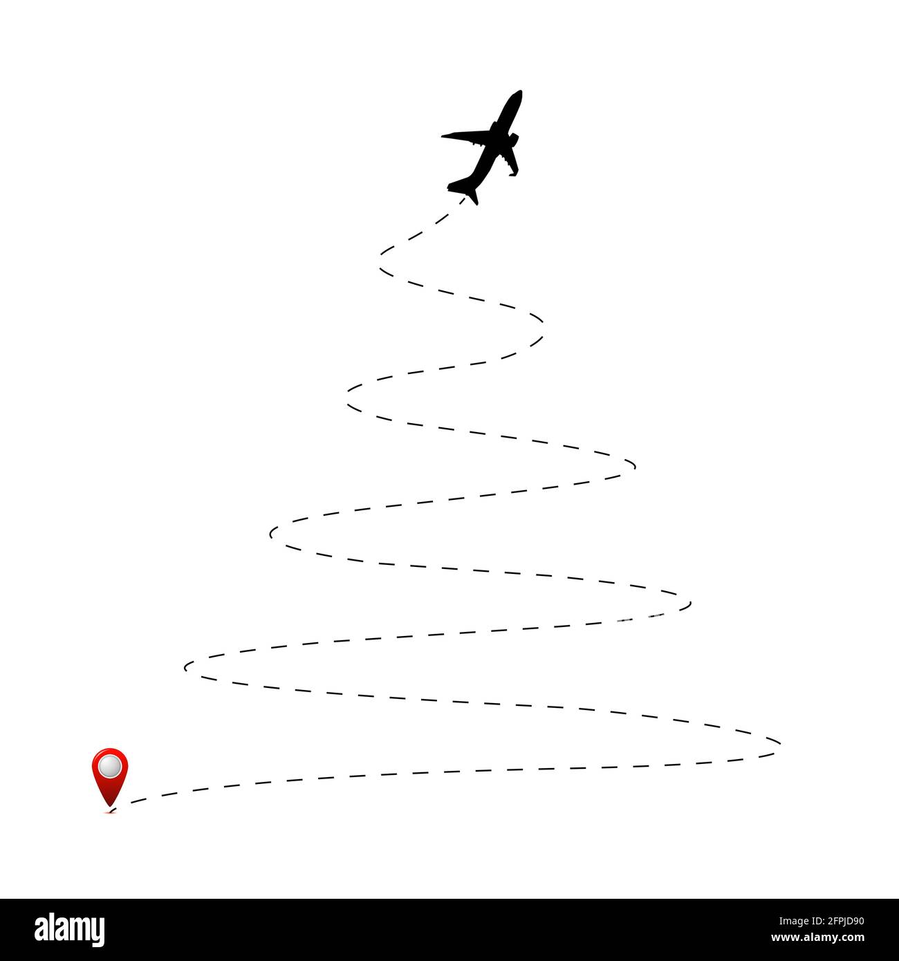 The flight path of an airplane in the shape of a Christmas tree. Vector ...