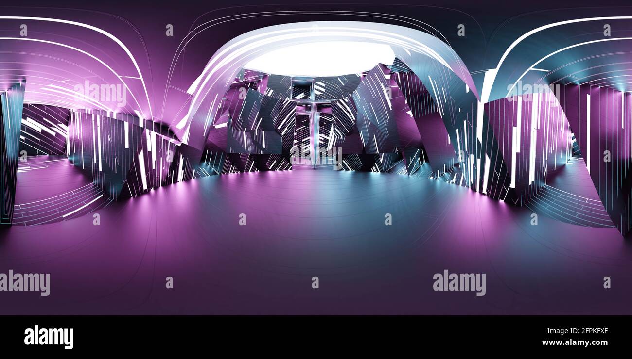full 360 panorama view of futuristic technology studio interior 3d ...