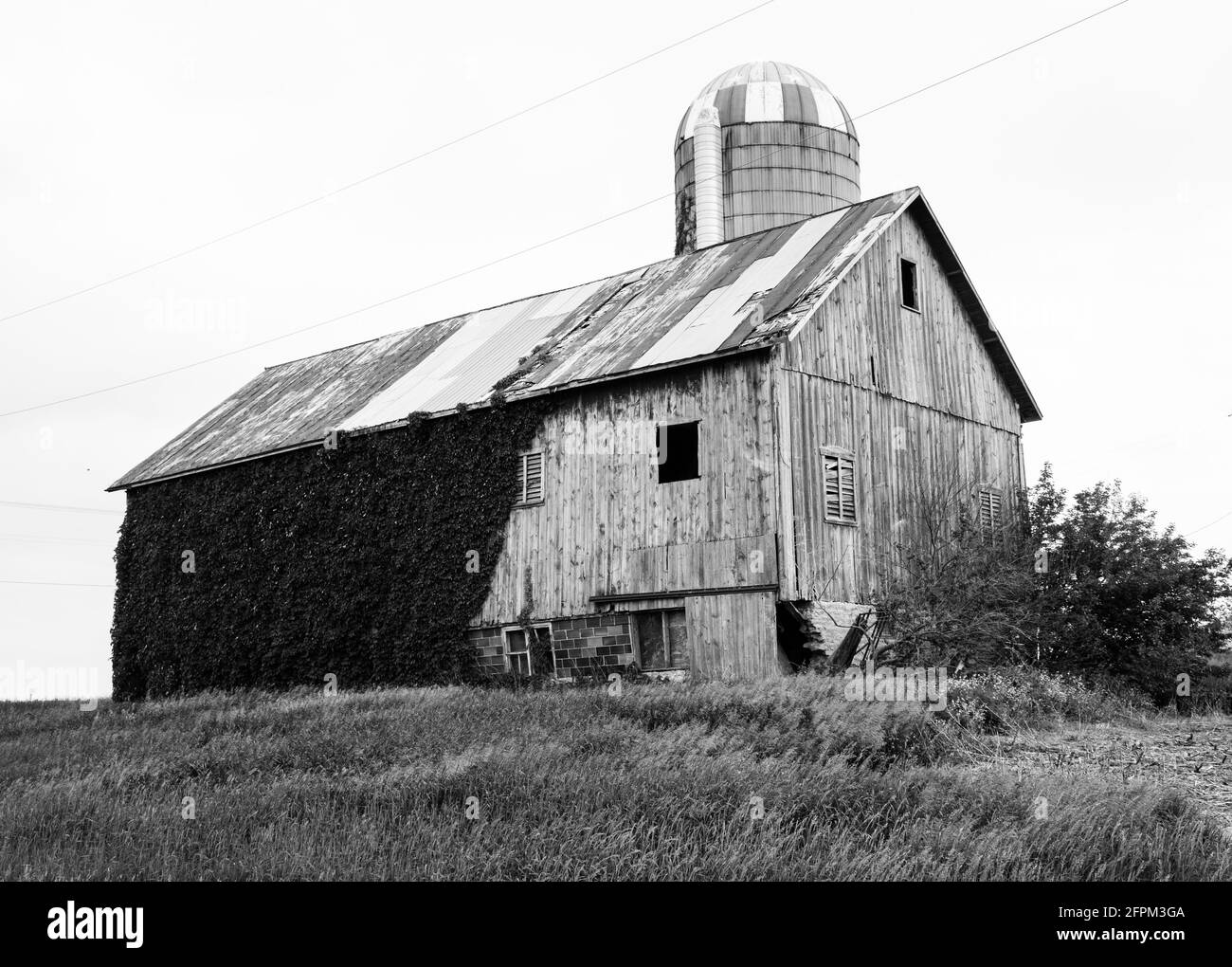 Grayscale of a rustic house Stock Photo - Alamy