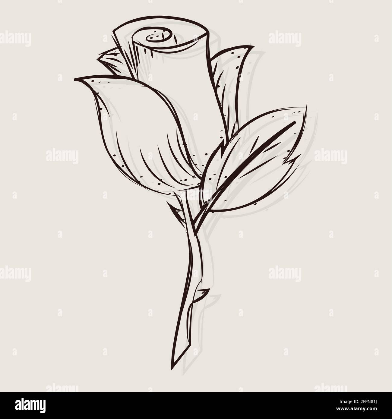 Sketch of a rose flower Vector illustration Stock Vector Image & Art ...