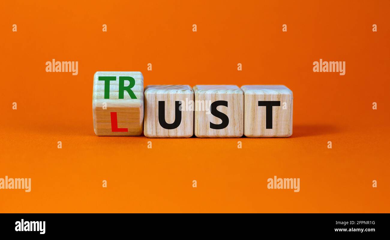 Lust or trust symbol. Turned wooden cubes and changed the words 'lust ...