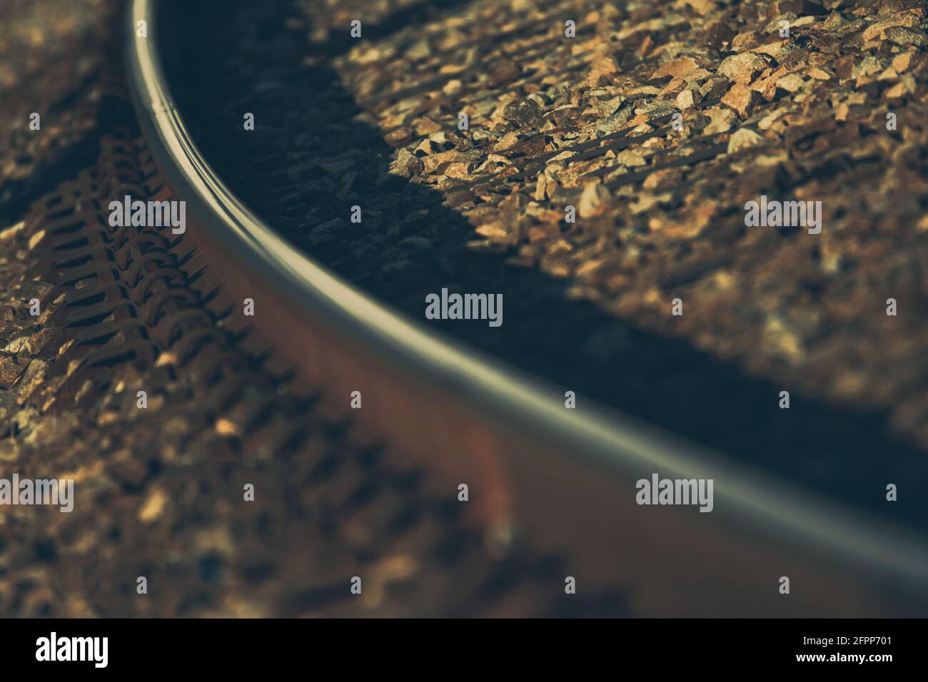Curved Railroad Track Close Up. Transportation Theme Stock Photo - Alamy