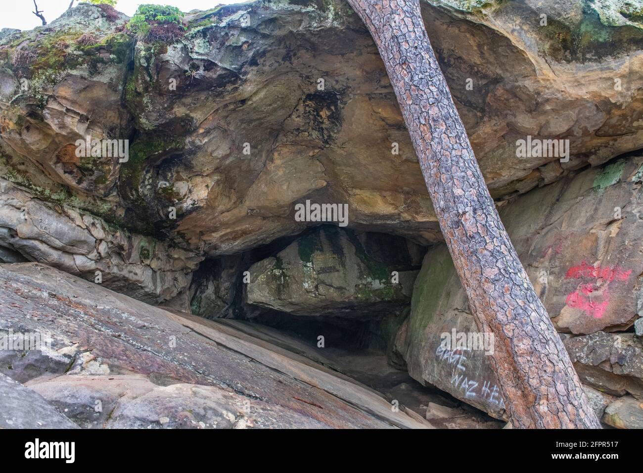 The entrance of Robbers Cave at Robbers Cave State Park in Wilburton ...