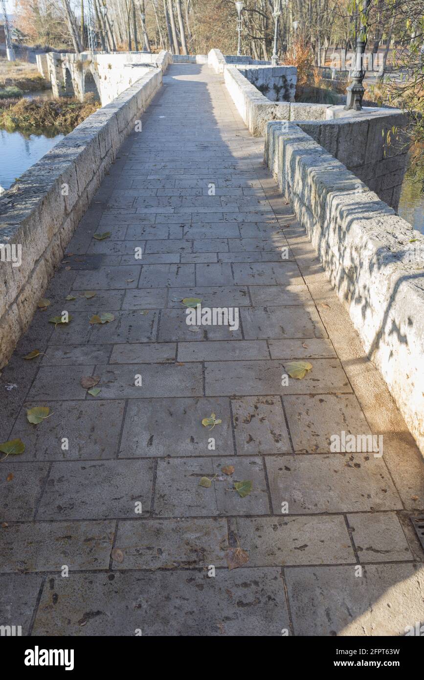 Vertical shot of an arched stone bridge over the river Stock Photo - Alamy