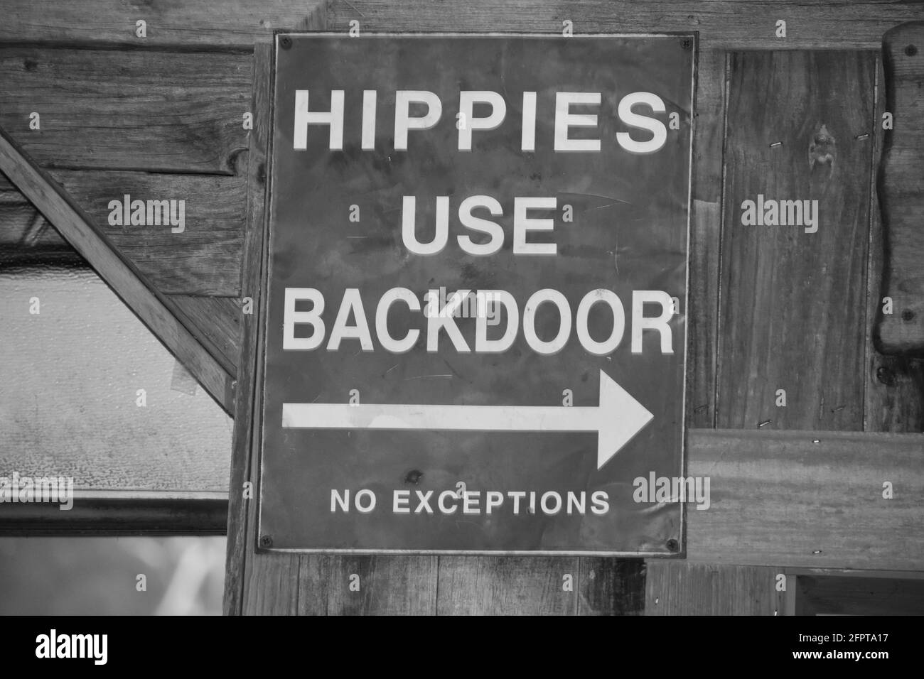 Sign Hippies Use Back Door Hippie Sign Stock Photos, Royalty Free