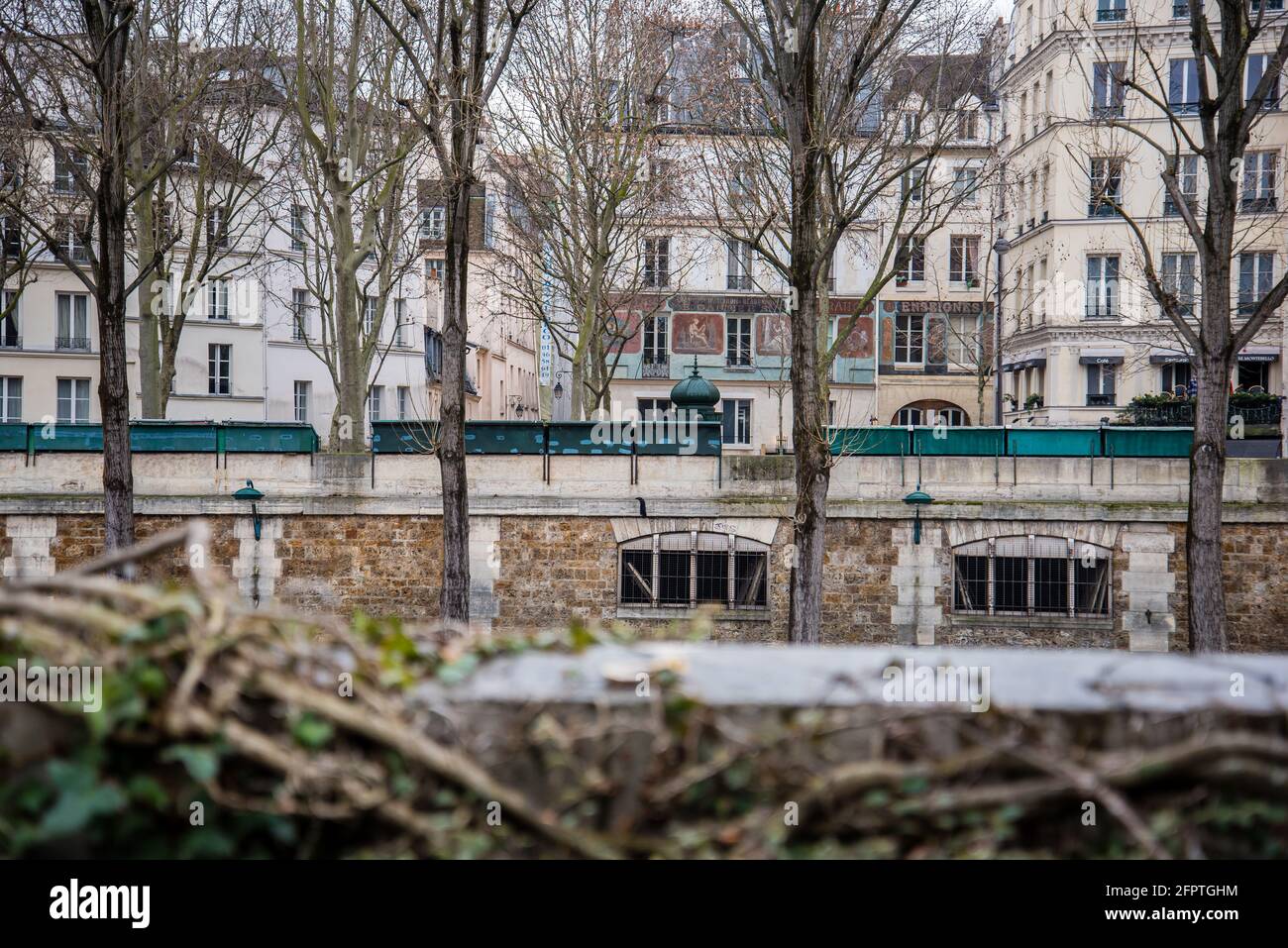 Paris, France - February 3, 2017: Looking across the Siene River with ...