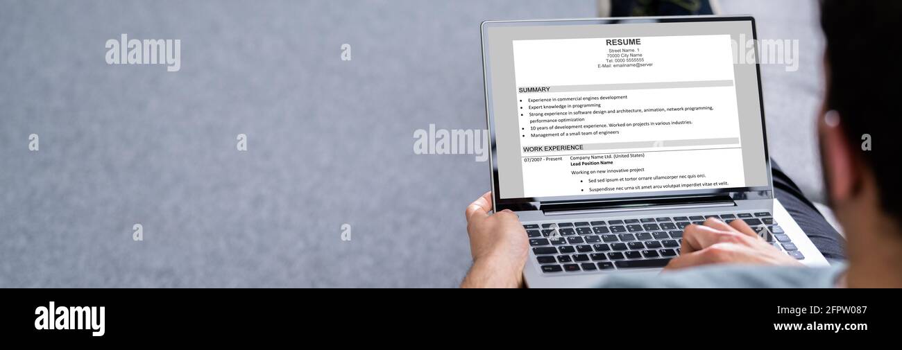 Resume CV Preparation On Laptop Computer Before Interview Stock Photo ...