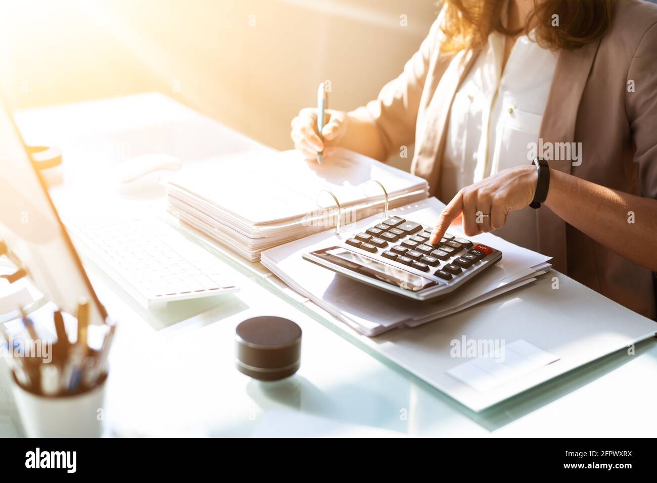 Accountant Calculating Budget And Tax. Corporate Finance Stock Photo ...