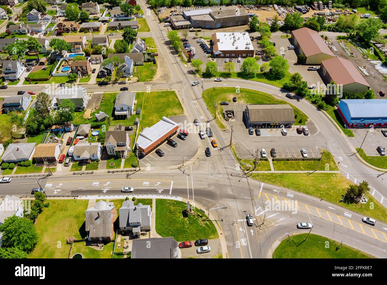 Aerial view of residential quarters at beautiful Sayreville town urban ...