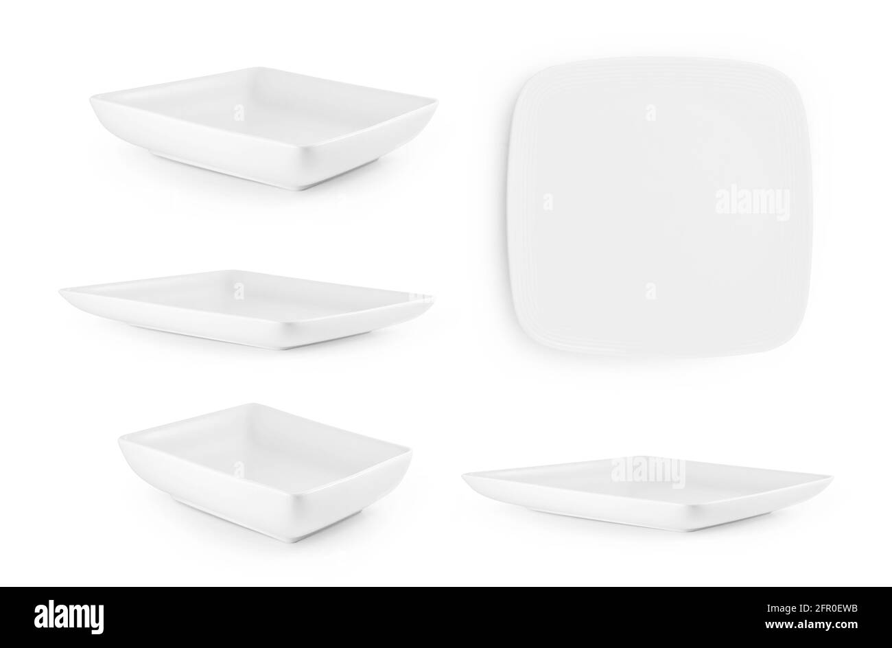 set of plate on white background Stock Photo - Alamy