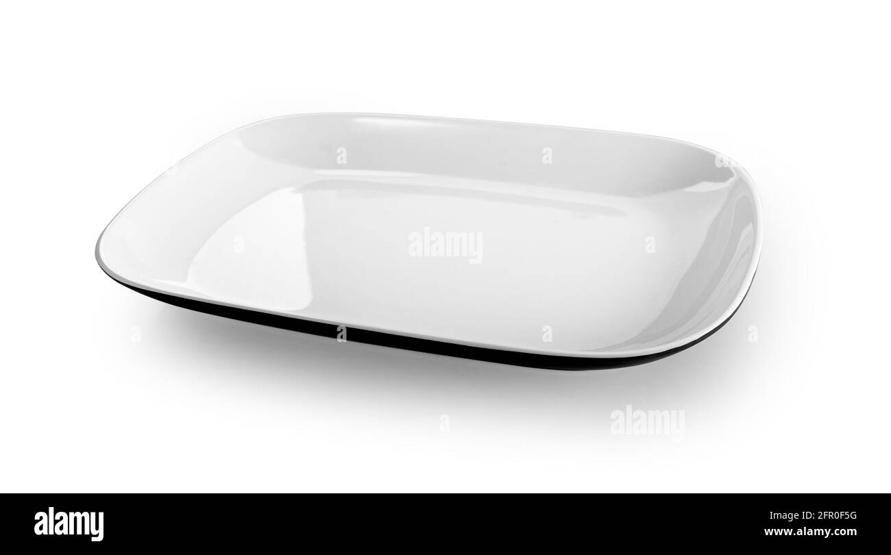 empty white plate isolated on white background Stock Photo - Alamy