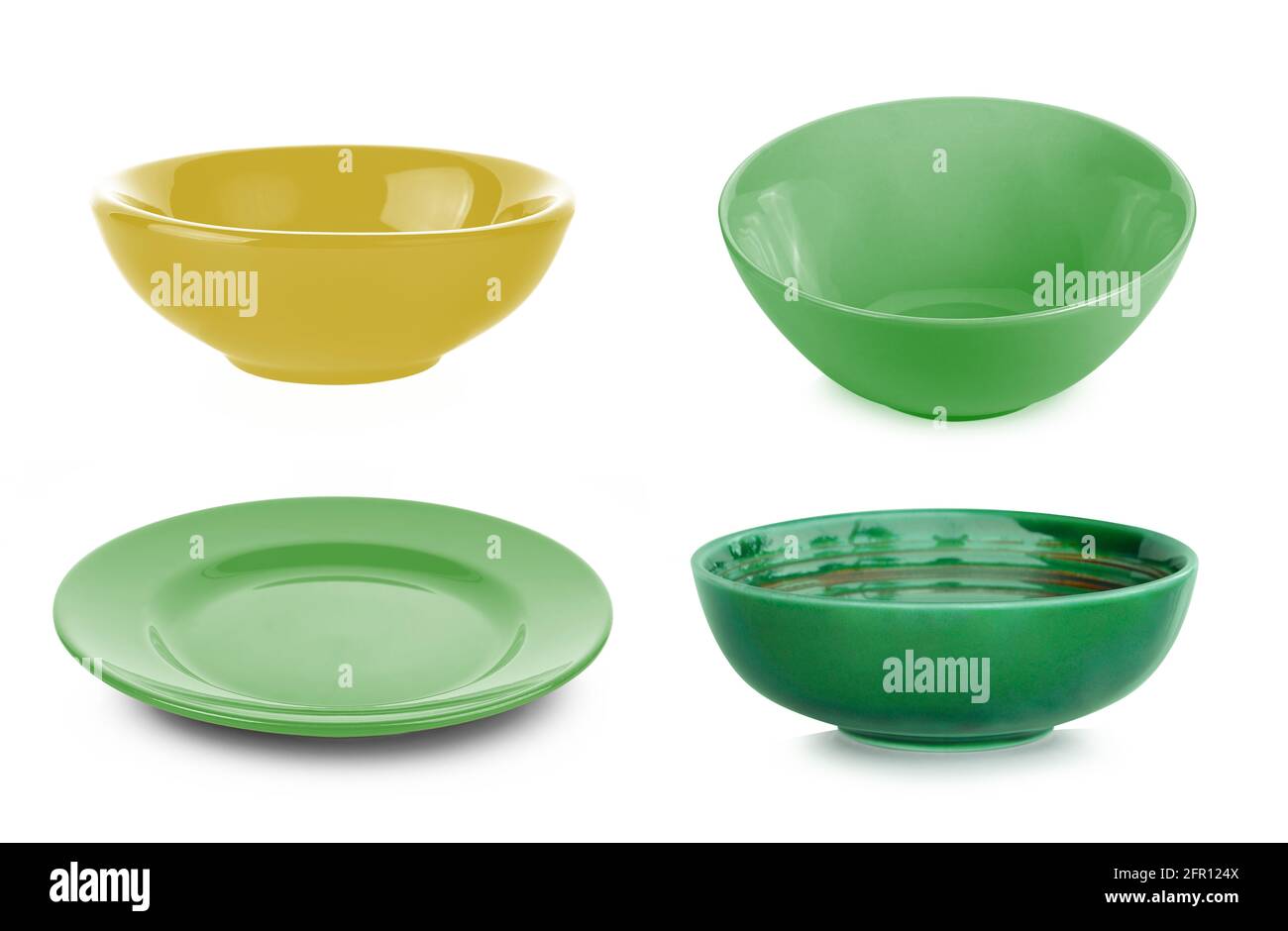 set of plate on white background Stock Photo - Alamy
