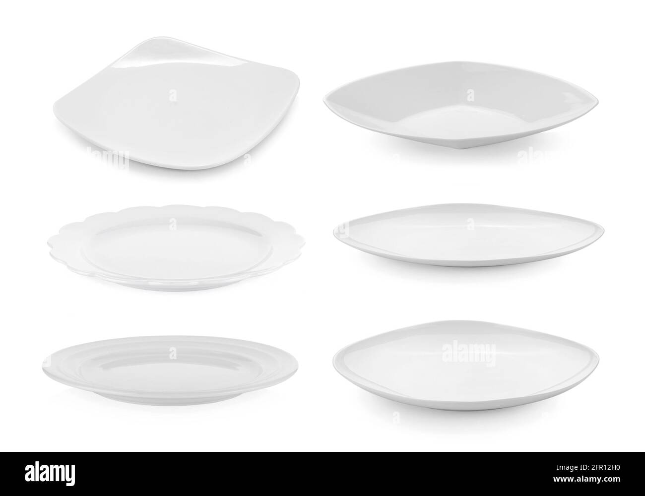 set of plate on white background Stock Photo - Alamy