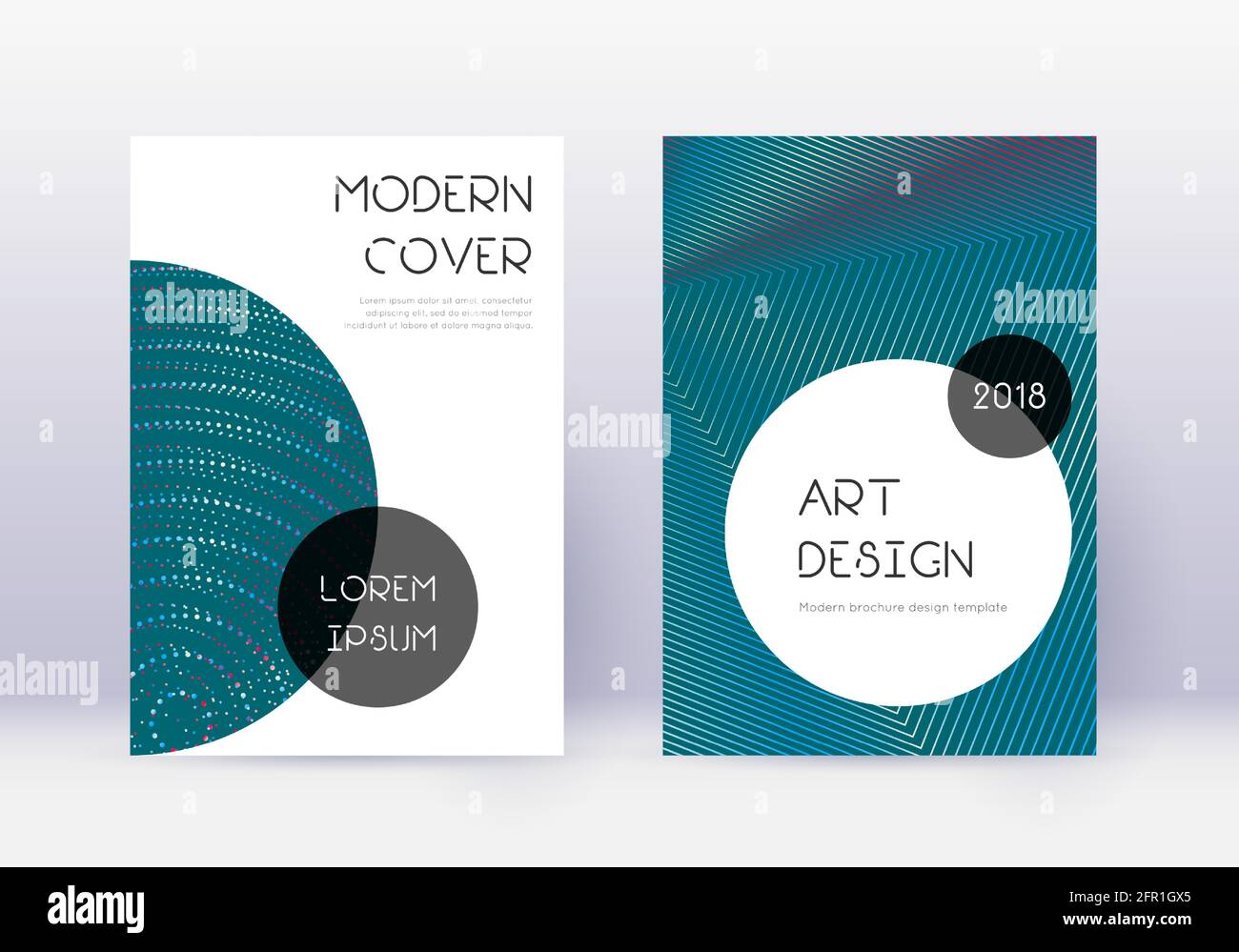 Trendy cover design template set. Red abstract lines on white blue ...