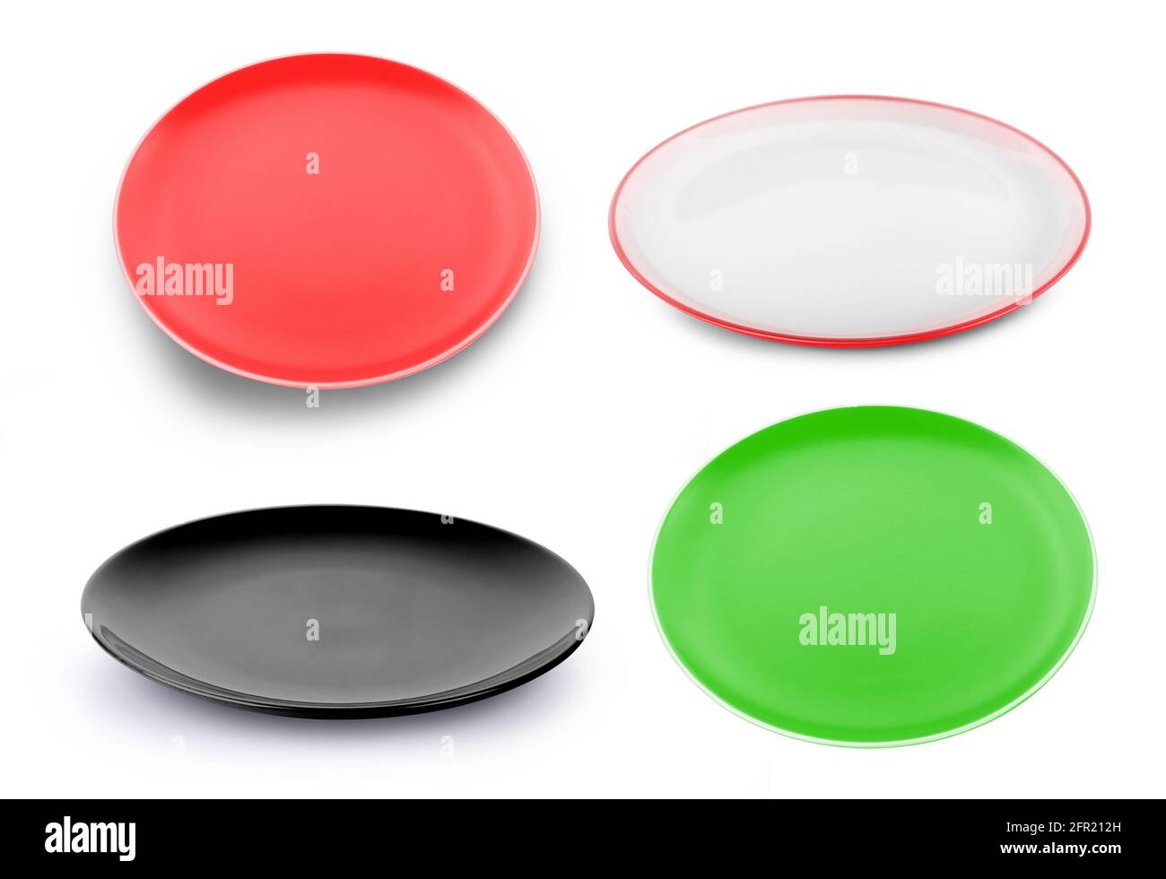 set of plate on white background Stock Photo - Alamy