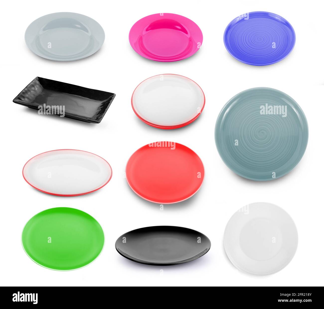 set of color plate on white background Stock Photo - Alamy