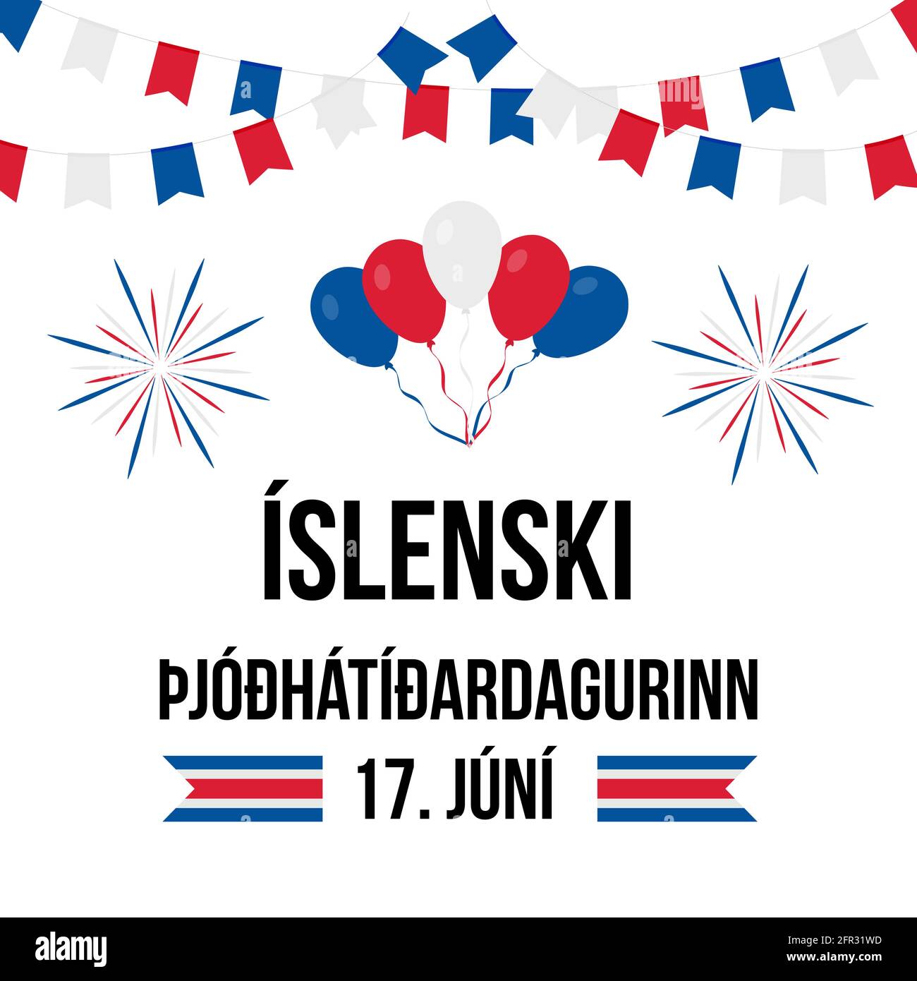 Iceland National Day hand lettering in Icelandic language. Holiday ...