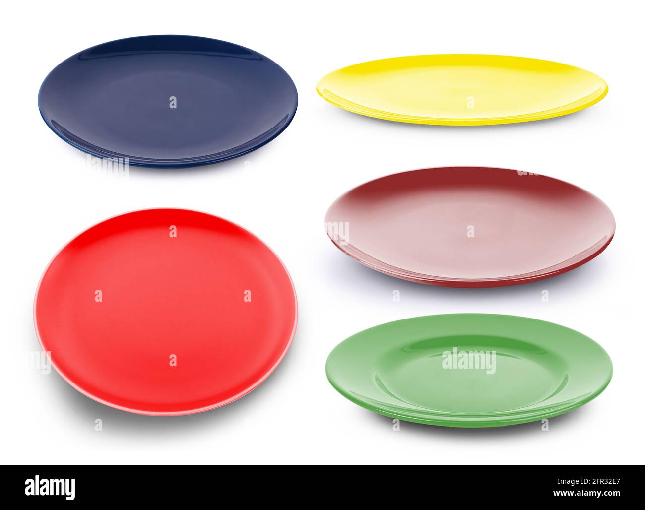 set of color plate on white background Stock Photo - Alamy