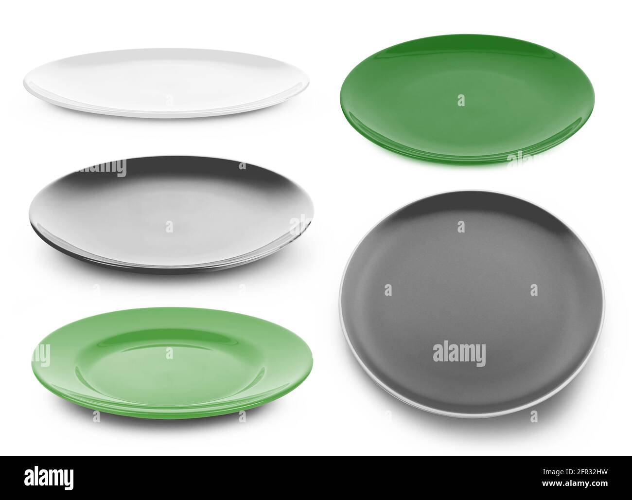 set of color plate on white background Stock Photo - Alamy