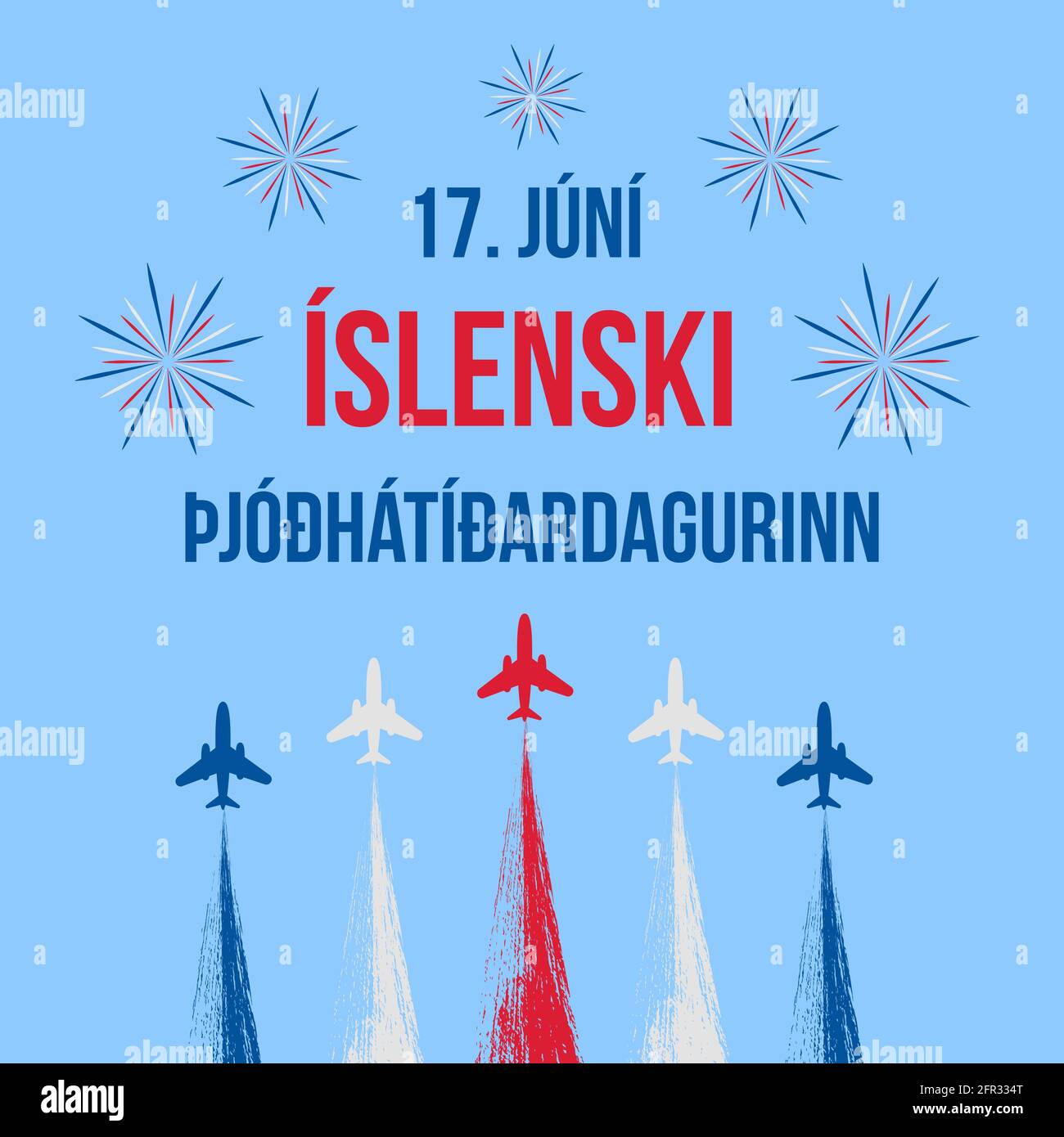 Iceland National Day hand lettering in Icelandic language. Holiday ...