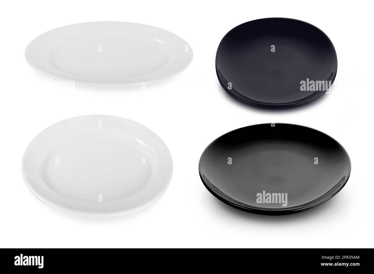 set of color plate on white background Stock Photo - Alamy