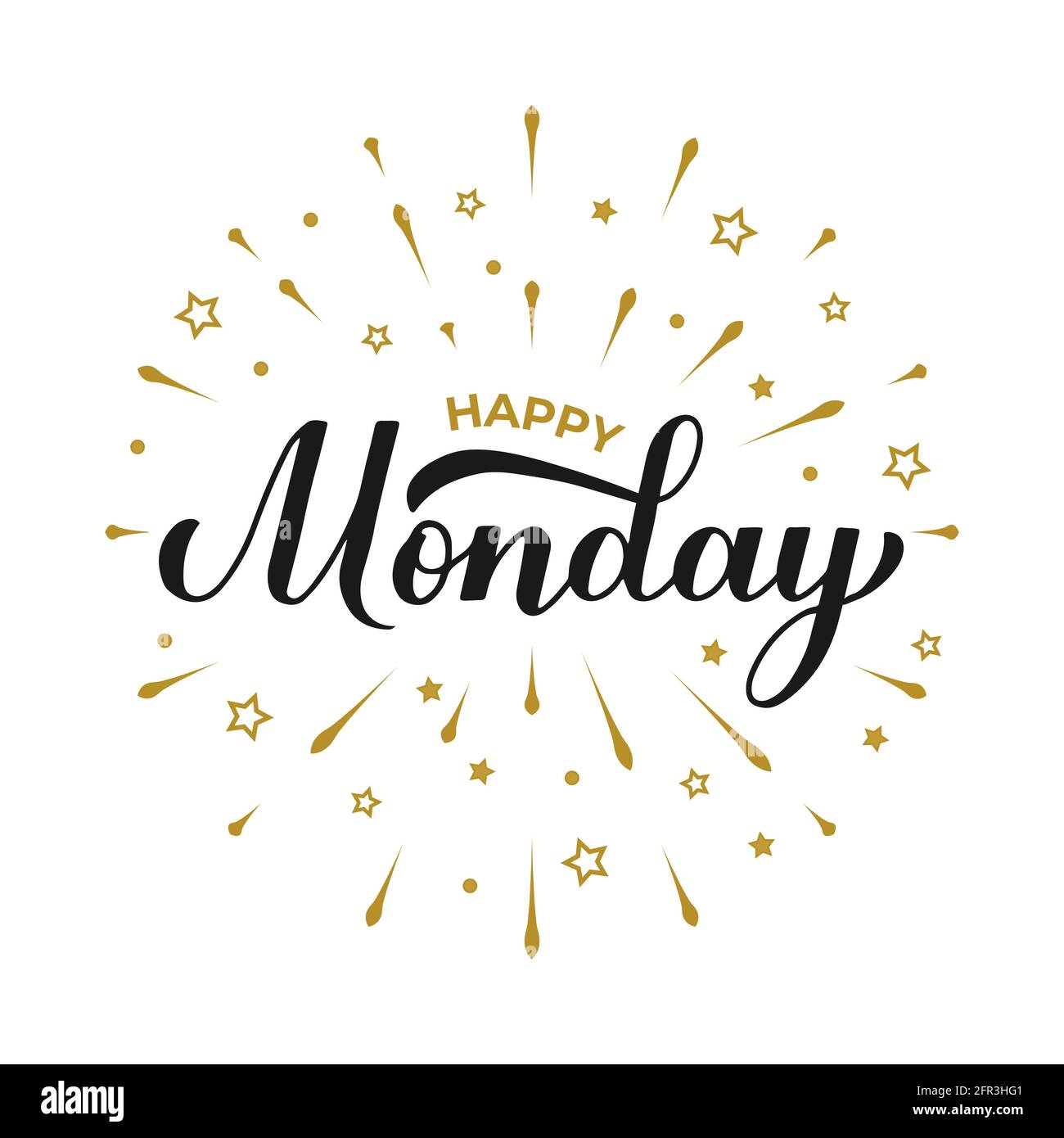 Happy Monday calligraphy hand lettering. Handwritten inspirational ...