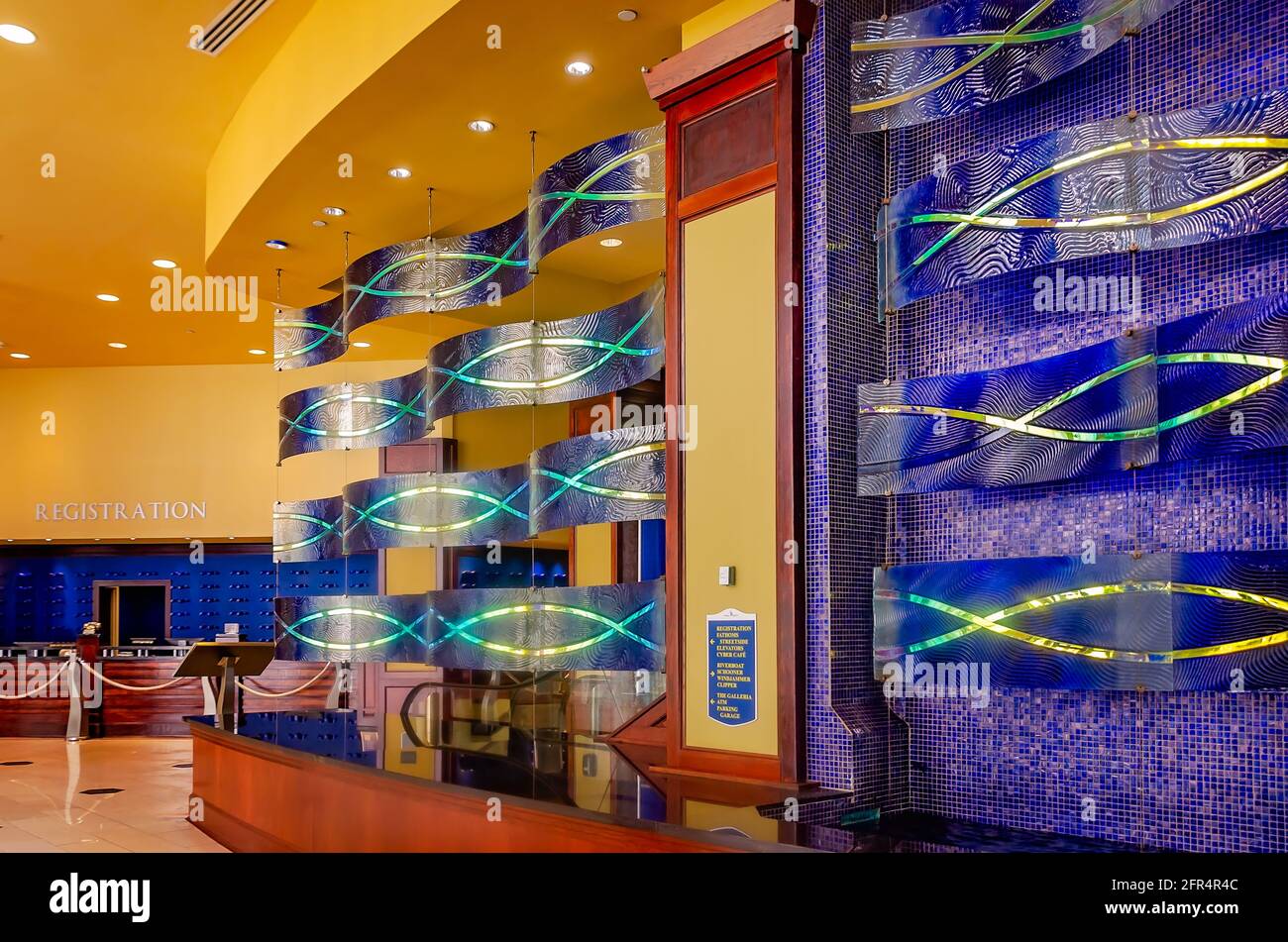 The lobby and front desk of the Renaissance Riverview Plaza Hotel is ...