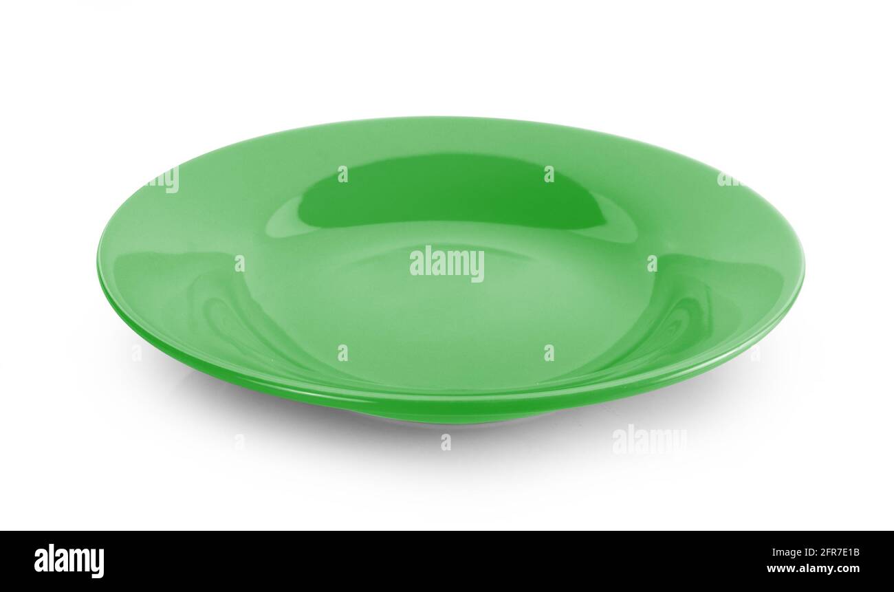 green plate isolated on white background Stock Photo - Alamy