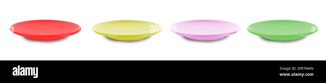 set of color plate on white background Stock Photo - Alamy