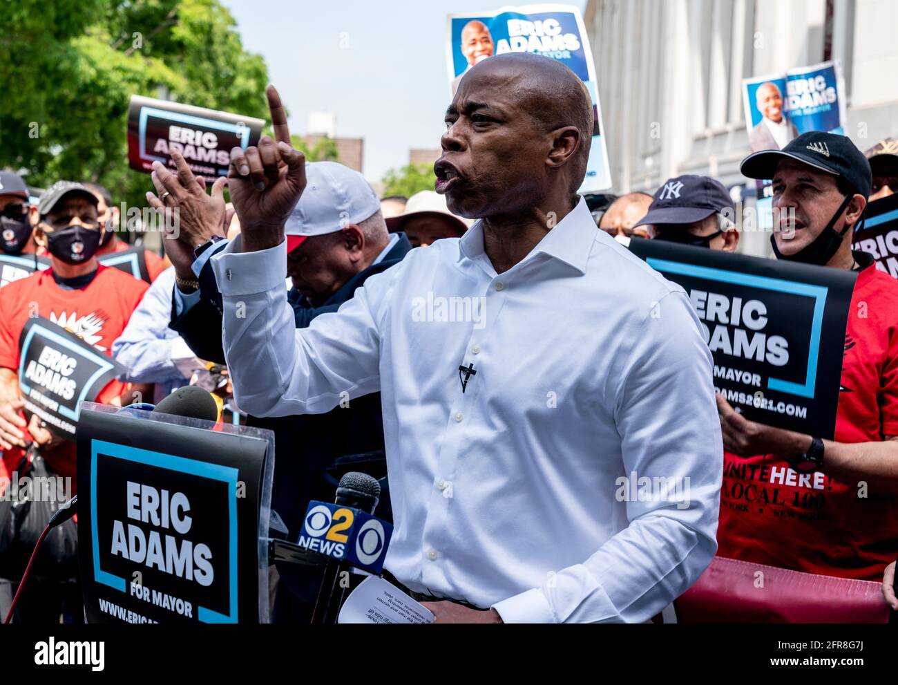 New York, NY - May 20, 2021: Eric Adams speaks as he received ...
