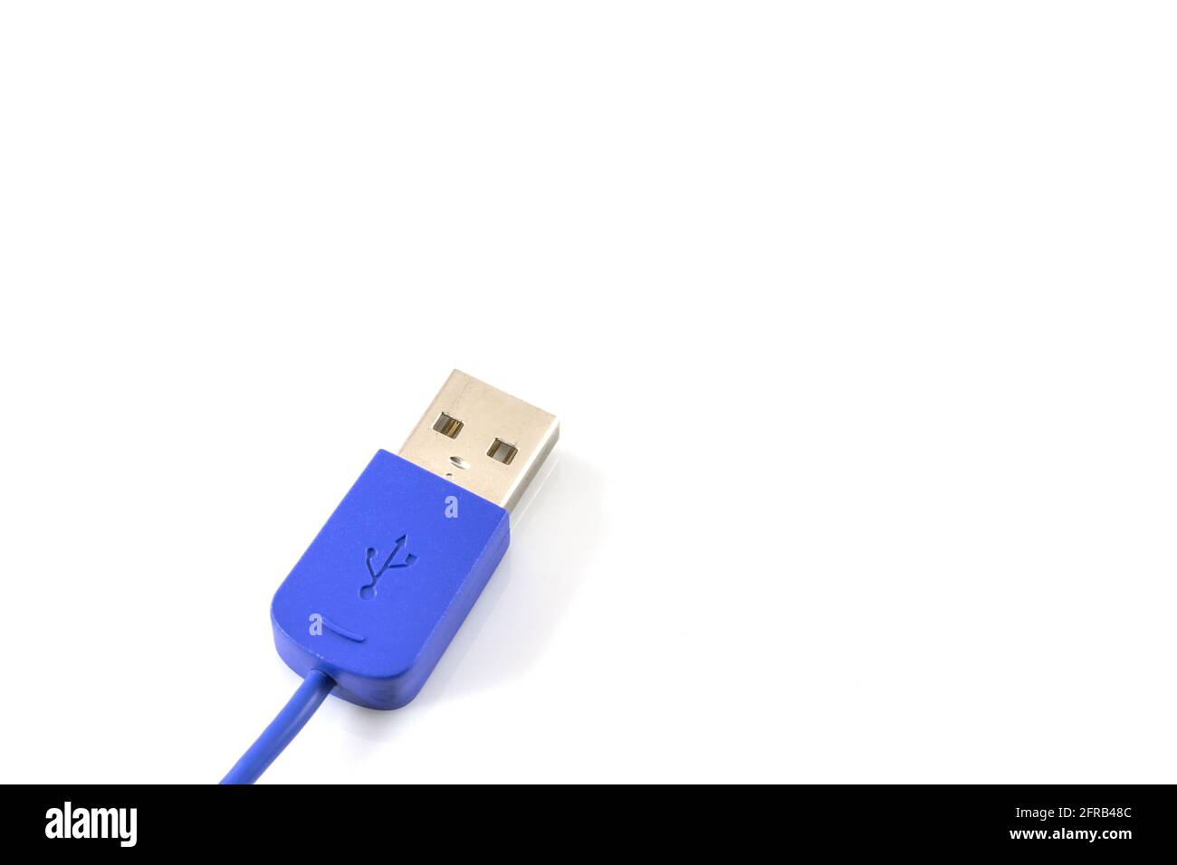 Close-up view of a blue USB cable on white background Stock Photo - Alamy