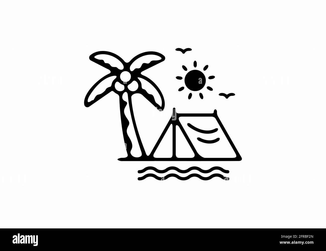 Beach camping line art illustration design Stock Vector Image & Art - Alamy