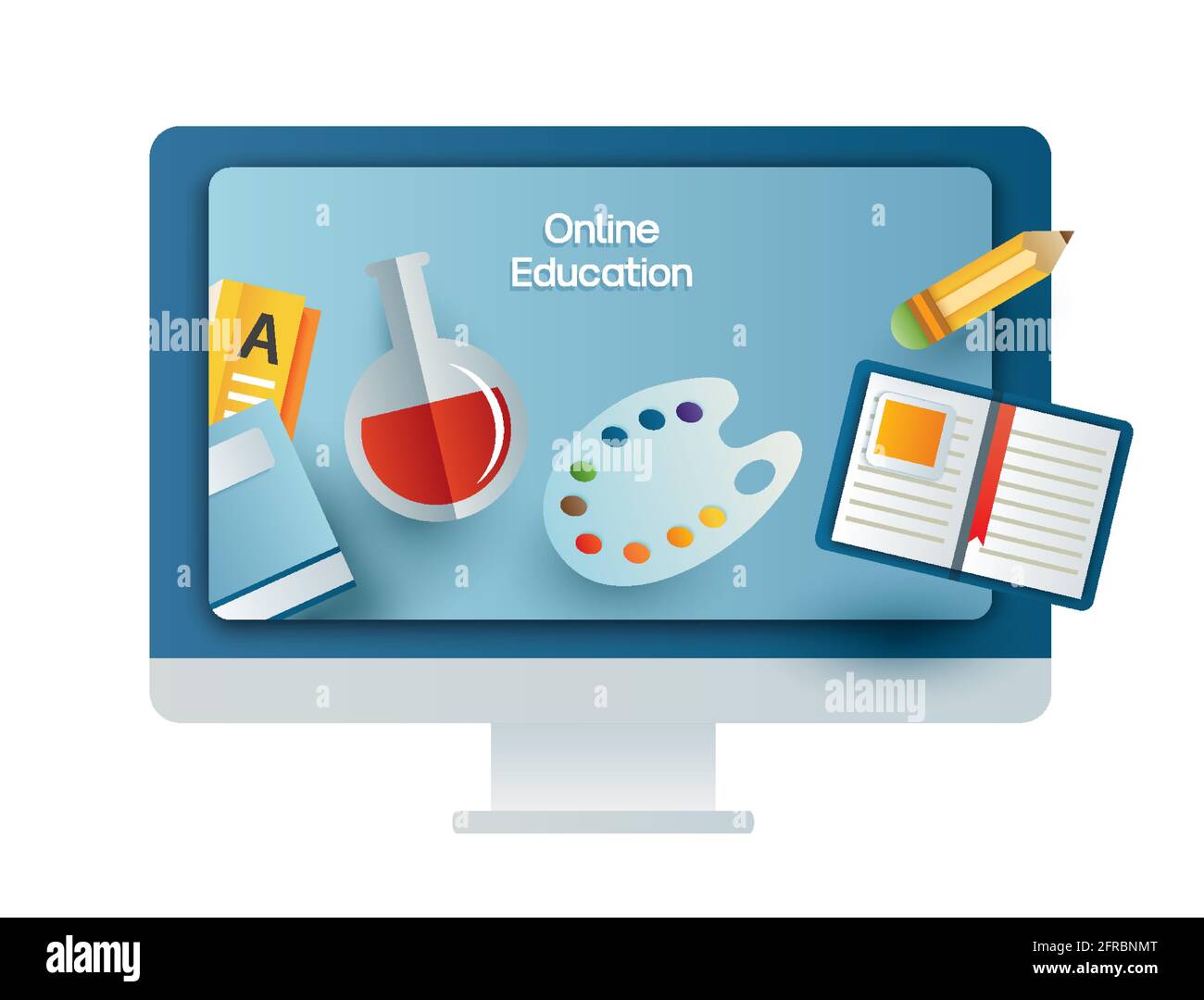 Online education learning on computer. Learning at home with social ...