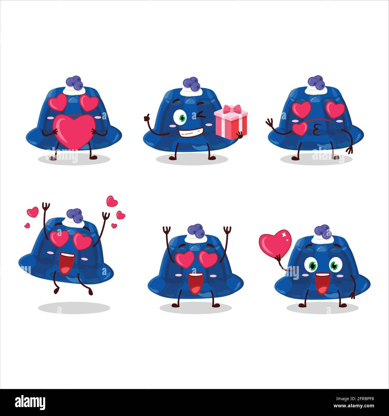 Blueberry pudding cartoon character with love cute emoticon. Vector ...