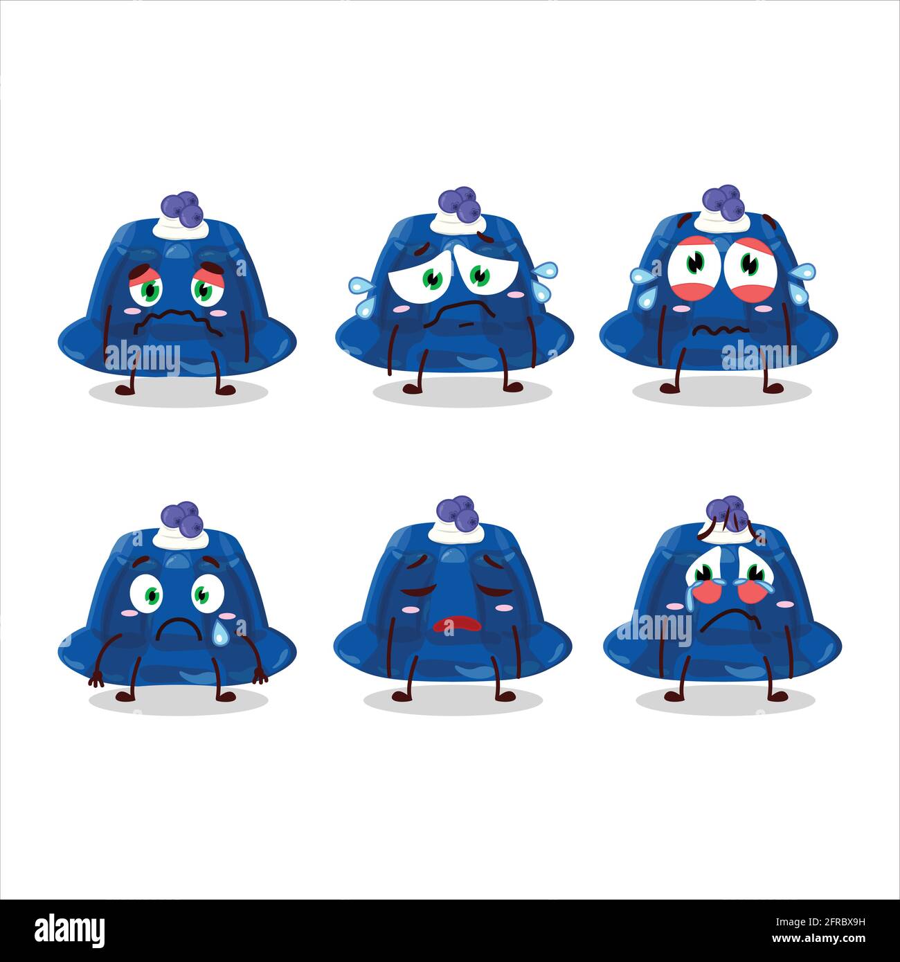 Blueberry pudding cartoon character with sad expression. Vector ...