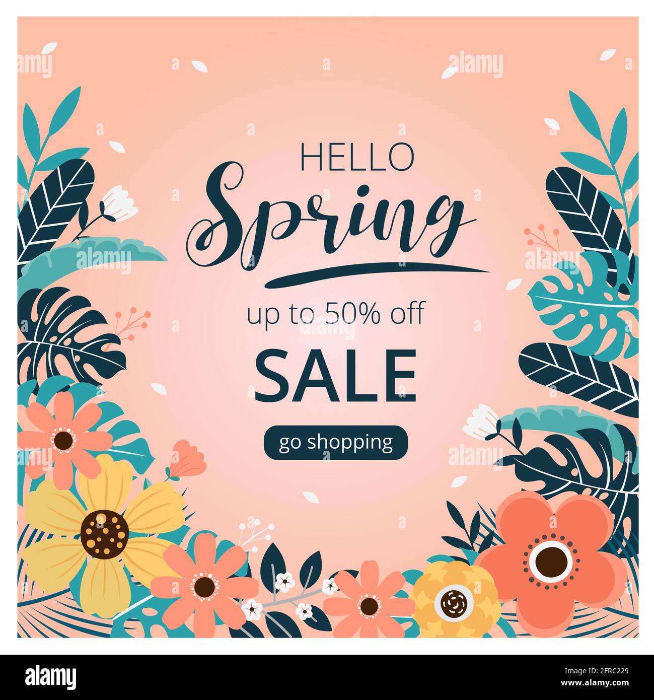 Hello spring sale banner and background. Promotion spring sale design ...