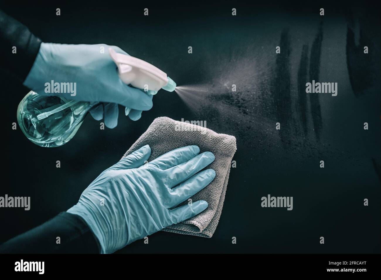 Cleaning surfaces as coronavirus infection spreading prevention. Clean ...