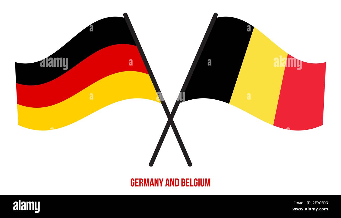 Germany and Belgium Flags Crossed And Waving Flat Style. Official ...