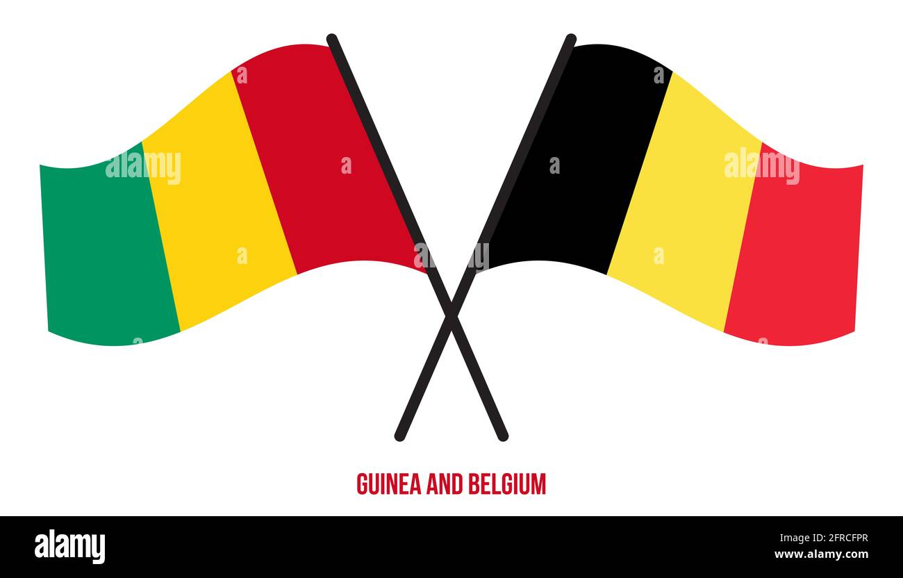 Guinea and Belgium Flags Crossed And Waving Flat Style. Official ...