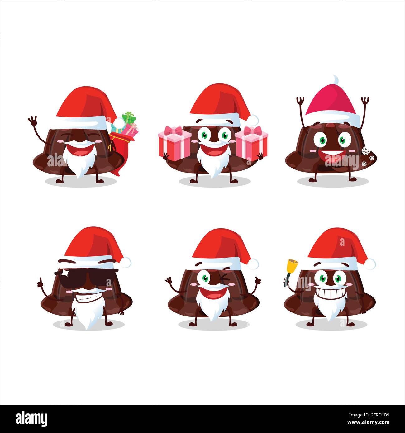 Santa Claus emoticons with chocolate pudding cartoon character. Vector ...