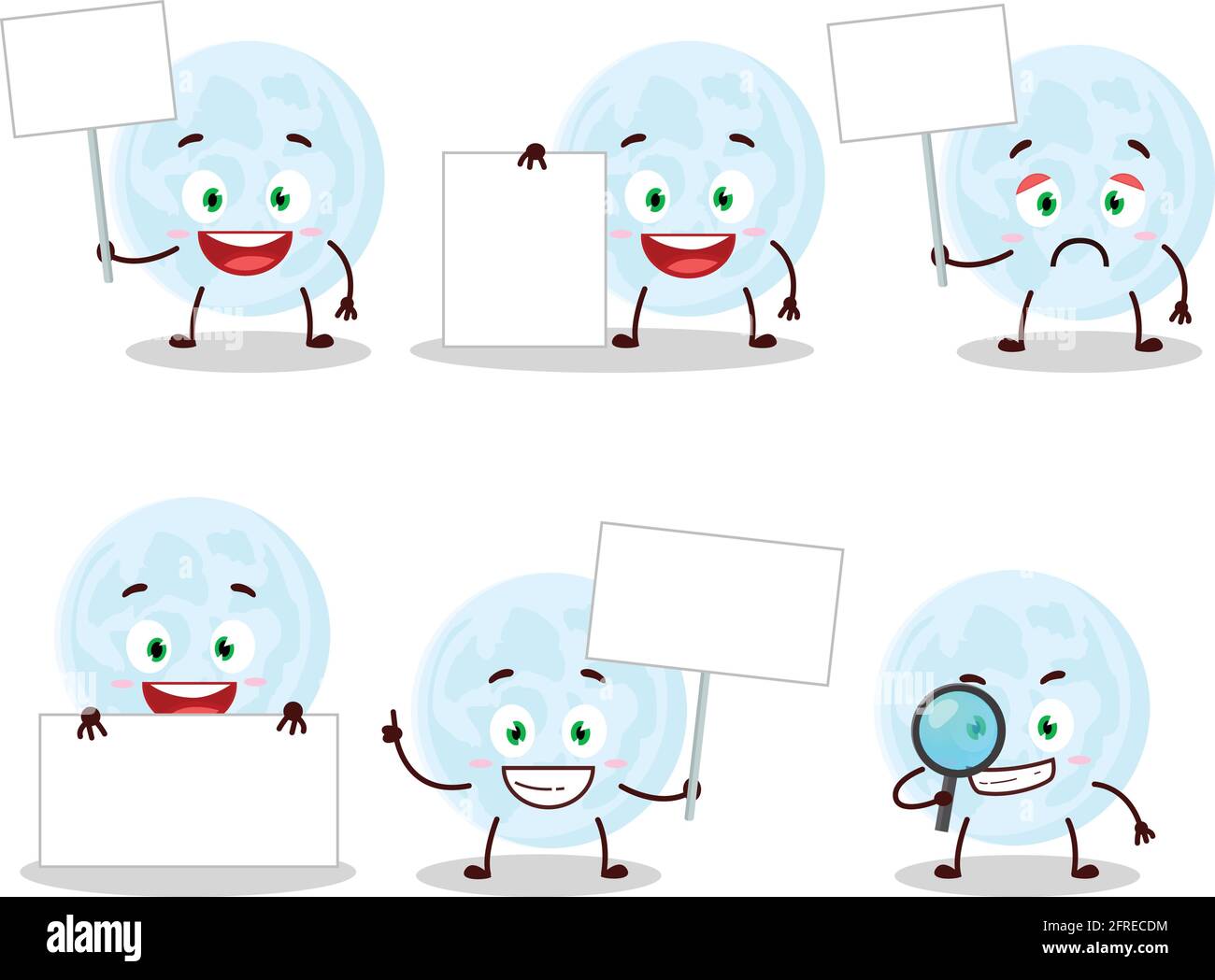 Blue moon cartoon character bring information board. Vector ...
