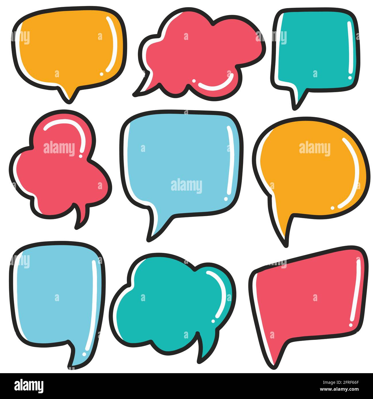 hand-drawn doodle text balloon colorful art design element illustration ...