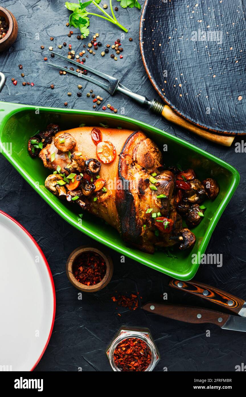 German cuisine meat dish of pork leg and pork knuckle Stock Photo - Alamy