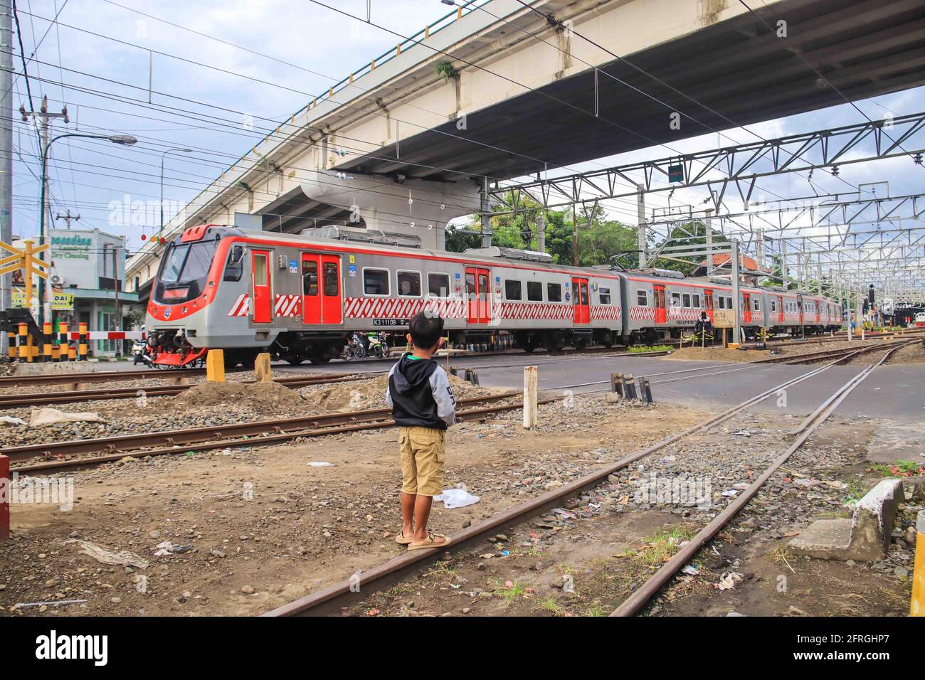 Indonesian Commuterline arriving in Lempuyangan Yogyakarta station ...