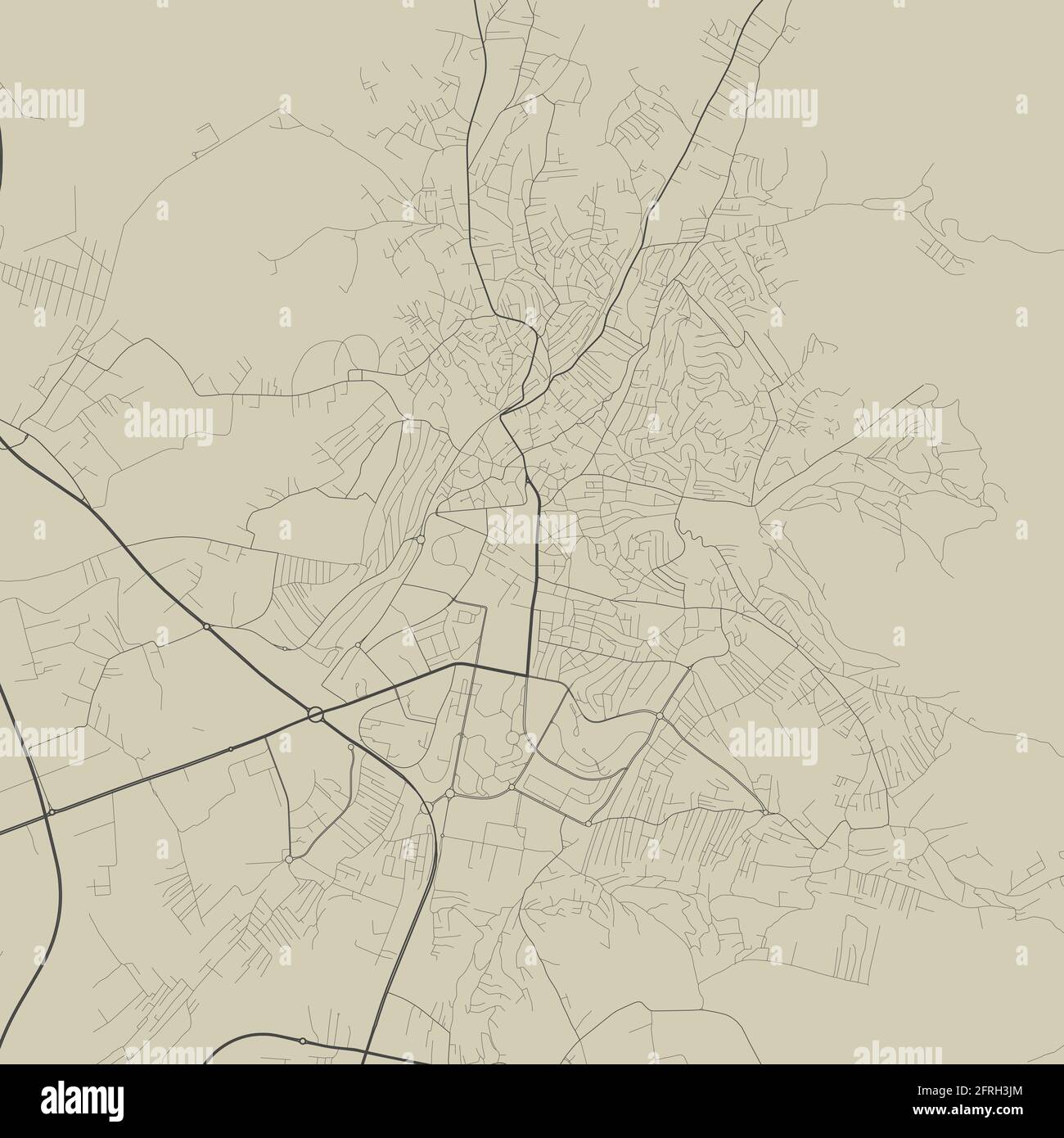 Pristina map. Detailed vector map of Pristina city administrative area ...