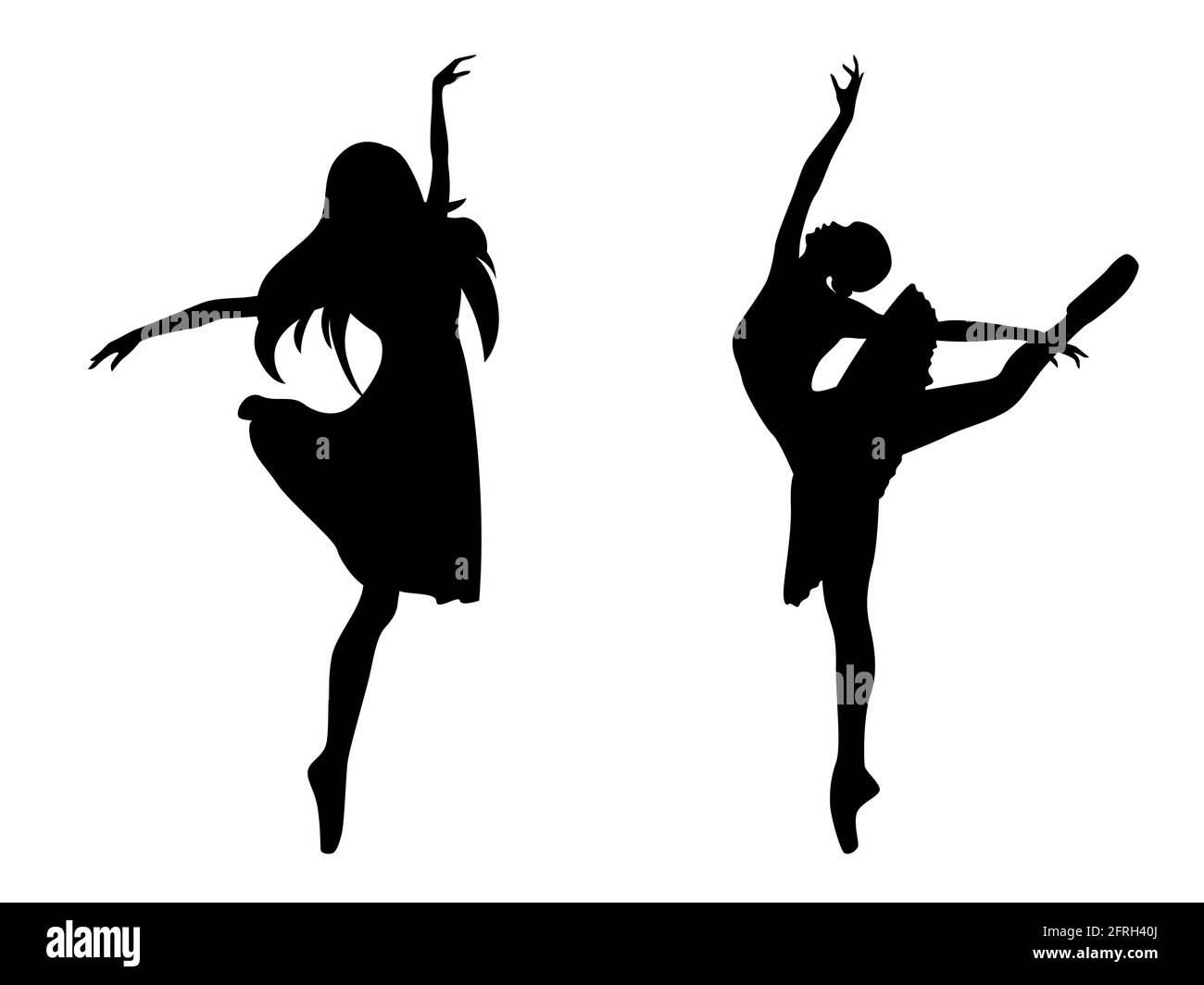 Abstract attractive slender ladies dancer black stencil silhouettes ...