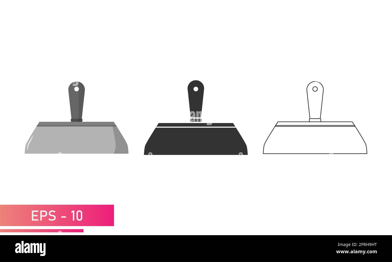 Set, Wide construction spatula. Linear, solid and realistic design. On ...